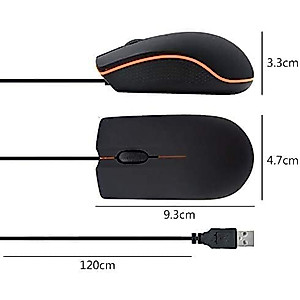 Guiheng Wired Mouse, USB Wired Computer Mouse for Right or Left Hand, Ergonomic Computer Mouse with Durable Clicks for PC, Computer, Laptop, Desktop, Chromebook, Notebook, Mac (Black)