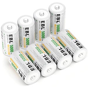 EBL Rechargeable C Batteries 5000mAh Ni-MH C Size Battery, Pack of 8