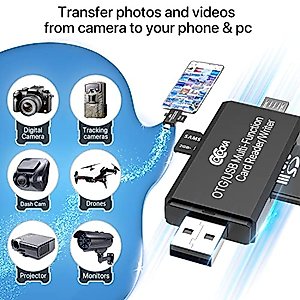 Micro USB OTG to USB 2.0 SD Card Adapter, COCOCKA Micro SD Card Reader，Trail Camera Memory Card Adapter Connector for Android Phone/Computer，Supports SD/SDHC/SCXC/MMC/MMC Micro