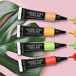 Palladio Full Coverage Concealer, Under Eyes Disguise, Creamy Face and Eye Concealer, Evens Skin Tone, Conceals Blemishes, Dark Circles and Fine Lines, Use with Concealer Brush, Toffee