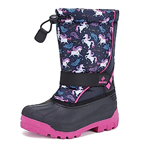 CIOR Kids Snow Boots for Boys Girls Toddler Winter Outdoor Boots Waterproof with Fur Lined(Toddler/Little Kids) Du Black-33