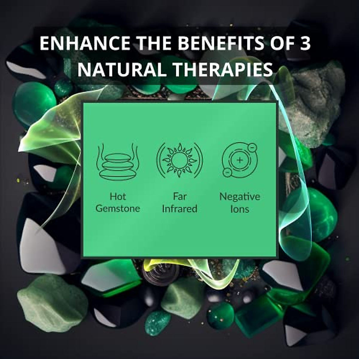 HealthyLine Far Infrared Light Electric Heating Pad for Pain Relief - 50 Pieces Natural Jade and Tourmaline Gemstones - Negative Ions, Flexible Mat - FSA or HSA Eligible