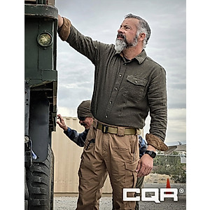 CQR Tactical Belt, Military Style Heavy Duty Belt, Webbing EDC Quick-Release Buckle, 2pack Plastic Flip Tab Black/Khaki, Large