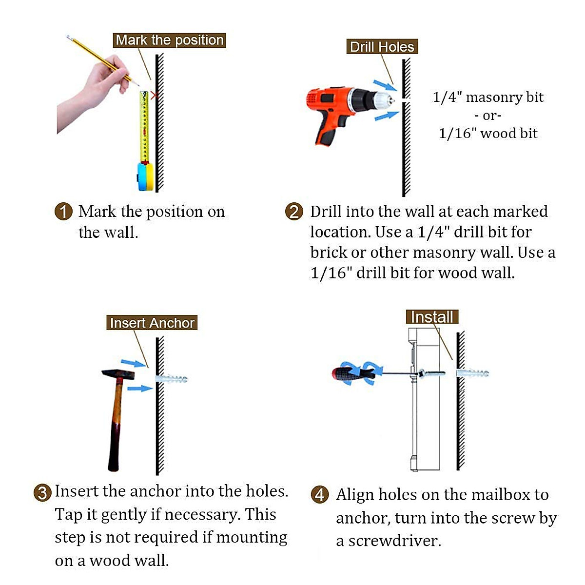 Locking Mailbox Wall Mounted Vertical- Jssmst Mail Boxes with Combination Lock Large Capacity, 12.6 x 8.46 x 3.35 Inch, Black Matt