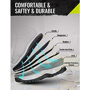 TIDEWE Puncture Proof Work Boots Men (Black, Size 7-13)