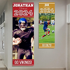 Let's Make Memories Personalized Graduation Banner - Senior Night Decorations - Class of 2025 Graduation Party - Customized Congratulations Banner - Indoor/Outdoor Vinyl - All Star - Blue - 4 ft.