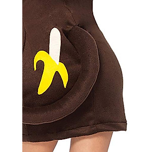 Leg Avenue Cozy Monkey Hooded Fleece Dress with Tail-Cute Halloween Costume Onesie for Women, Brown, Large