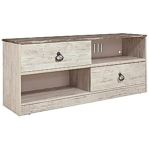 Signature Design by Ashley Willowton Farmhouse TV Stand Fits TVs up to 58”, Whitewash