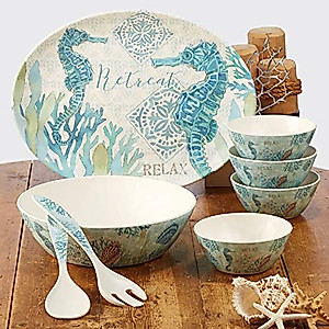 Certified International Beachcomber 3 Piece Melamine Serving Set, Multi Colored, Large