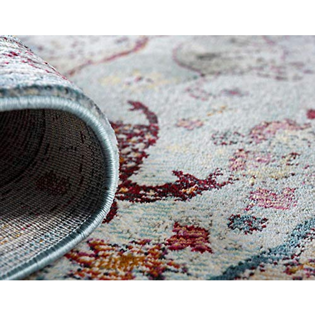 Unique Loom Baracoa Collection Area Rug - Rumba (8' 4" x 10' Rectangle, Light Blue/ Cream)