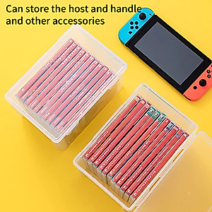 Switch Game Card Storage Box, Support 11Game Card with Protective Case with Storage, Ultra-cleartransparent, Can be Stored Switch Host and Handle and other Accessories