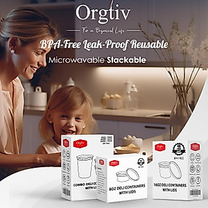 Orgtiv [48 Sets] 32oz Plastic Deli Containers with Lids,Disposable Quart Containers with Lids,Freezer Storage Containers for Food Soup Yogurt Ice Cream Juice,BPA Free Airtight Clear Takeout Boxes