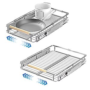2Pack Pull Out Cabinet Organizer, 12.2~17.9" W x 22.5" D Expandable Pull Out Shelves for Kitchen Cabinets, Heavy Duty Slide Out Pantry Shelves Sliding Shelf for Home Kitchen,Under Sink,Wardrobe