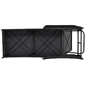 Patio Chaise Lounge Chair Outdoor Pool Beach, Brown PE Rattan Wicker Reclining Chair Djustable Backrest, Removable Cushion (Beige), Steel Frame Set of 2 (1)