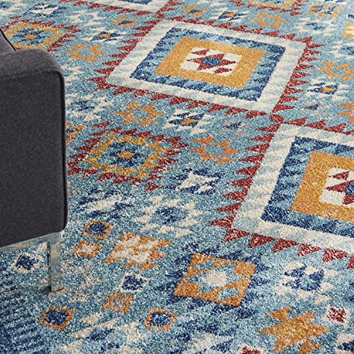 Nourison Passion Bohemian Ivory/Multi 6'7" x 9'6" Area -Rug, Easy -Cleaning, Non Shedding, Bed Room, Living Room, Dining Room, Kitchen (7x10)