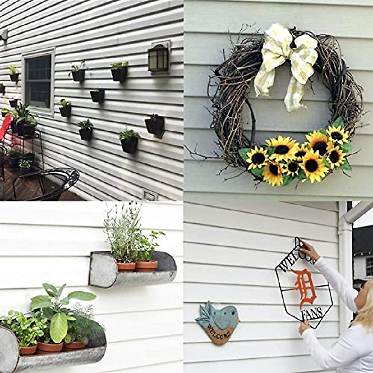 No-Hole Needed Vinyl Siding Hooks Hangers for Hanging 8 Pack, Heavy Duty Light Mailbox Planter Hanger 8 Pack