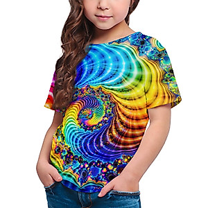 YAJOOEY Colorful 3D Tshirt for Boys Girls Tie Dye Print Cool Tee Shirts for Kids 8-10 Years