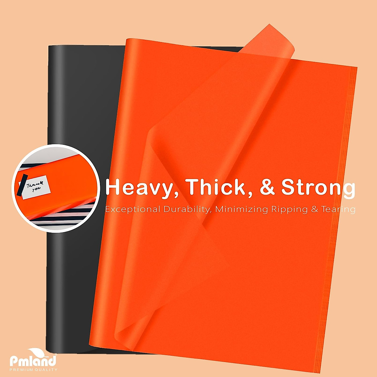 PMLAND Gift Wrapping Tissue Paper - Black and Orange- 20 Inches x 26 Inches 60 Sheets