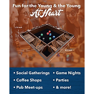 WE Games Shut The Box Wooden Board Game - Classic 4 Player Table Top Math Dice Game, Walnut Stained Wood, 8.5 inch Travel Size, 10 Numbers, for Families and Adults