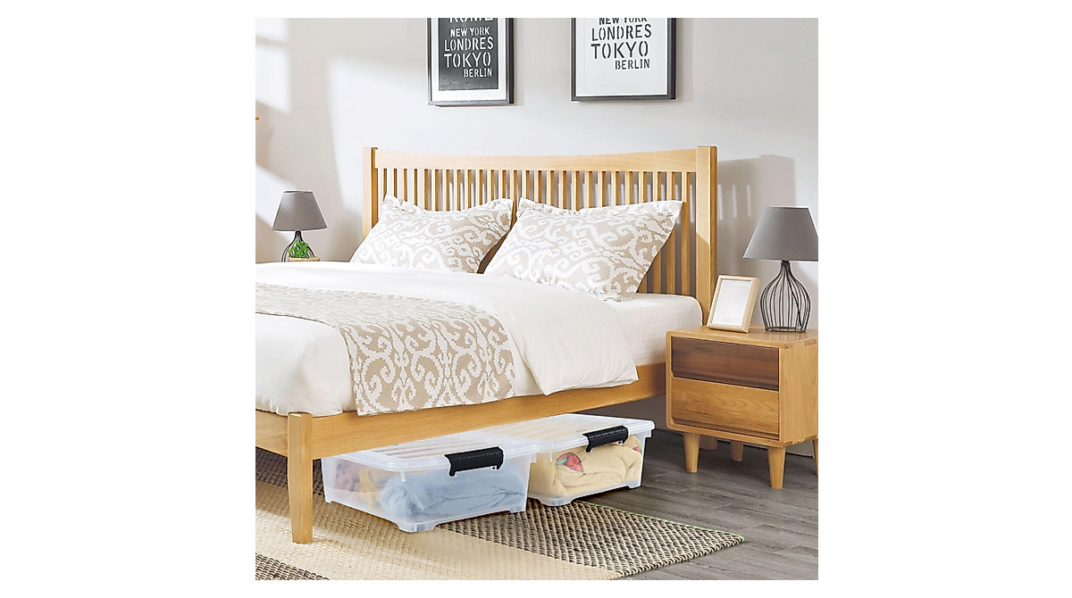 Qskely 20L Under Bed Storage Totes - 4 Pack with Wheels