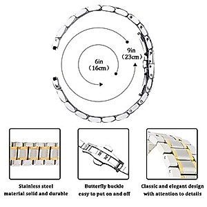 22mm Universal Two Tone Smart Watch Band Strap Solid 304 Stainless Steel in Silver and Gold Curved End
