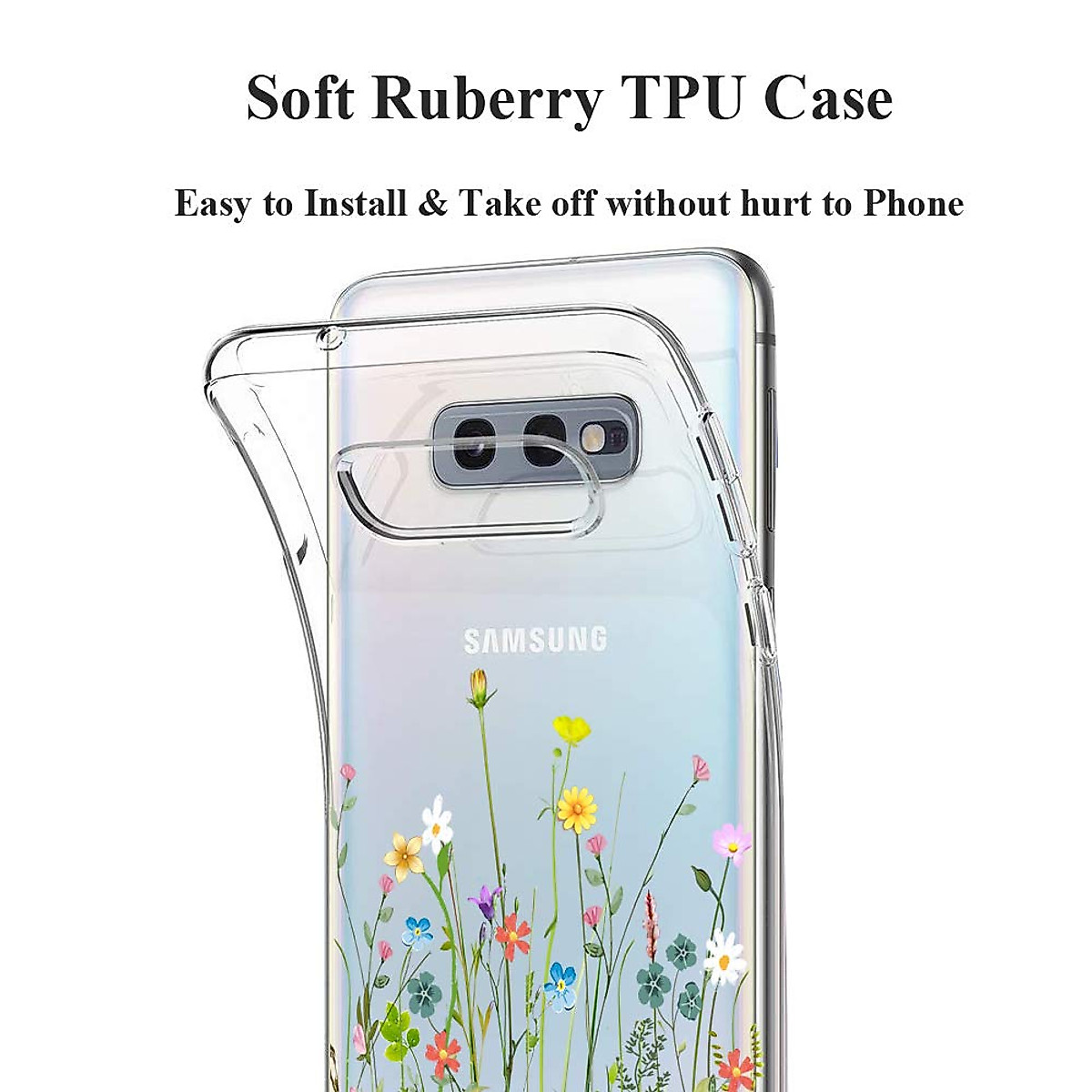Unov Galaxy S10e Case, Clear with Design Soft TPU Shock Absorption Slim Embossed Floral Pattern Protective Back Cover for Samsung Galaxy S10e 5.8in (Flower Bouquet)