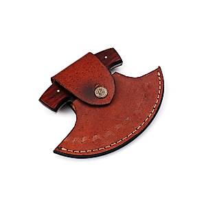 Bushcraft Custom Handmade Damascus Steel Ulu Knife - Best Alaskan Damascus Ulu Knife With Sheath - Multi-Purpose Damascus Knives For Skinning, Hunting, Chopping, (Red Padauk)