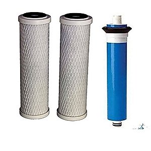 Combo Pack FX12M and FX12P comparable replacement filters, 2 carbon filters and 1 RO membrane filter, perfect fit for GE GXRM10RBL RO water systems. Commercial grade extended service life