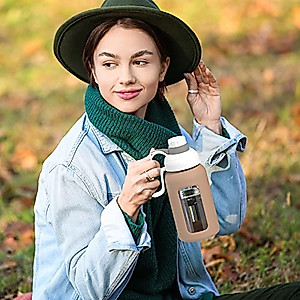 Zenbo 42oz Glass Water Bottle with Straw, Motivational Water Bottle with Silicone Sleeves and Handle,Leakproof BPA Free Wide Mouth Water Jug for Gym,Working,Outdoor