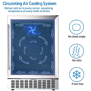AAOBOSI 24 Inch Beverage Cooler, 164 Cans Freestanding and Built-in Beverage Refrigerator with Advanced Cooling System, Adjustable Shelf, Energy Saving, Ideal for Soda, Water, Beer, Wine