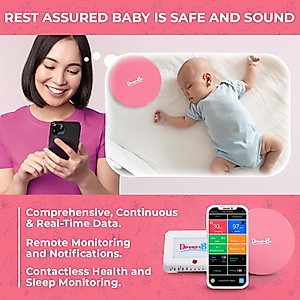 DreamBe-1 by OnSky Contactless Smart Baby Breathing Monitor, Realtime Heart Rate and Sleep Tracker – Monitor Baby Anywhere, Anytime – Touch-Screen Display WiFi - Urgency (DreamBe-1 Pink)