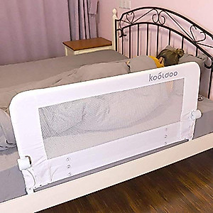 KOOLDOO Bed Rail for Toddlers, Fold Down Tall Bed Rail Guards with NBR Foam and 1Piece Seat Belt for Kids,Fits Twin, Double, Full, Queen Size Bed(43" L*22.8" H, White)