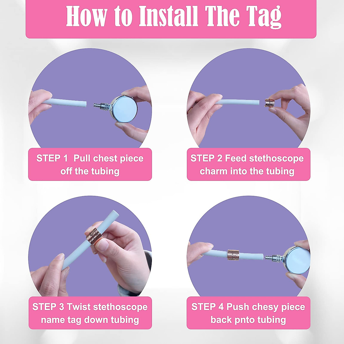 Personalized Stethoscope Name Tag Custom Stethoscope Charm Stethoscope ID Tag Customized Name Badge Accessories for Nurse Doctor RN Medical Assistant Nurses Graduation Gift