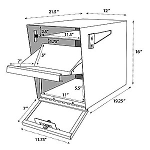 Mail Boss 7205 Package Master Curbside Locking Security Mailbox | Granite 21.5 x 12 x 16.5 inches
