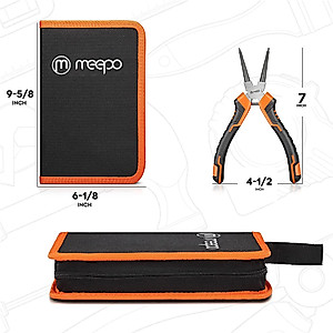 M MEEPO Snap Ring Pliers Set, Heavy Duty 4-piece 7-Inch Internal External Circlip, Straight Bent C-clip Pliers Lock Pliers, 5/64" Tip, for Ring Remover Retaining, with Portable Pouch