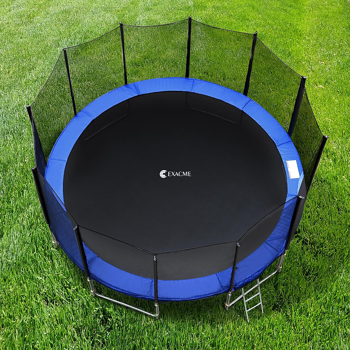 Exacme Trampoline Pad Replacement Round Safety Spring Cover, No Hole for Pole (Blue, 14 Foot)