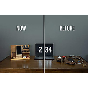 WUTCRFT - Wooden Phone Docking Station/Bedside Nightstand Organizer with Watch, Glasses, Wallet and Accessories Holder, Perfect as a Desk Organizer, Birthday gift, or Gifts for Men