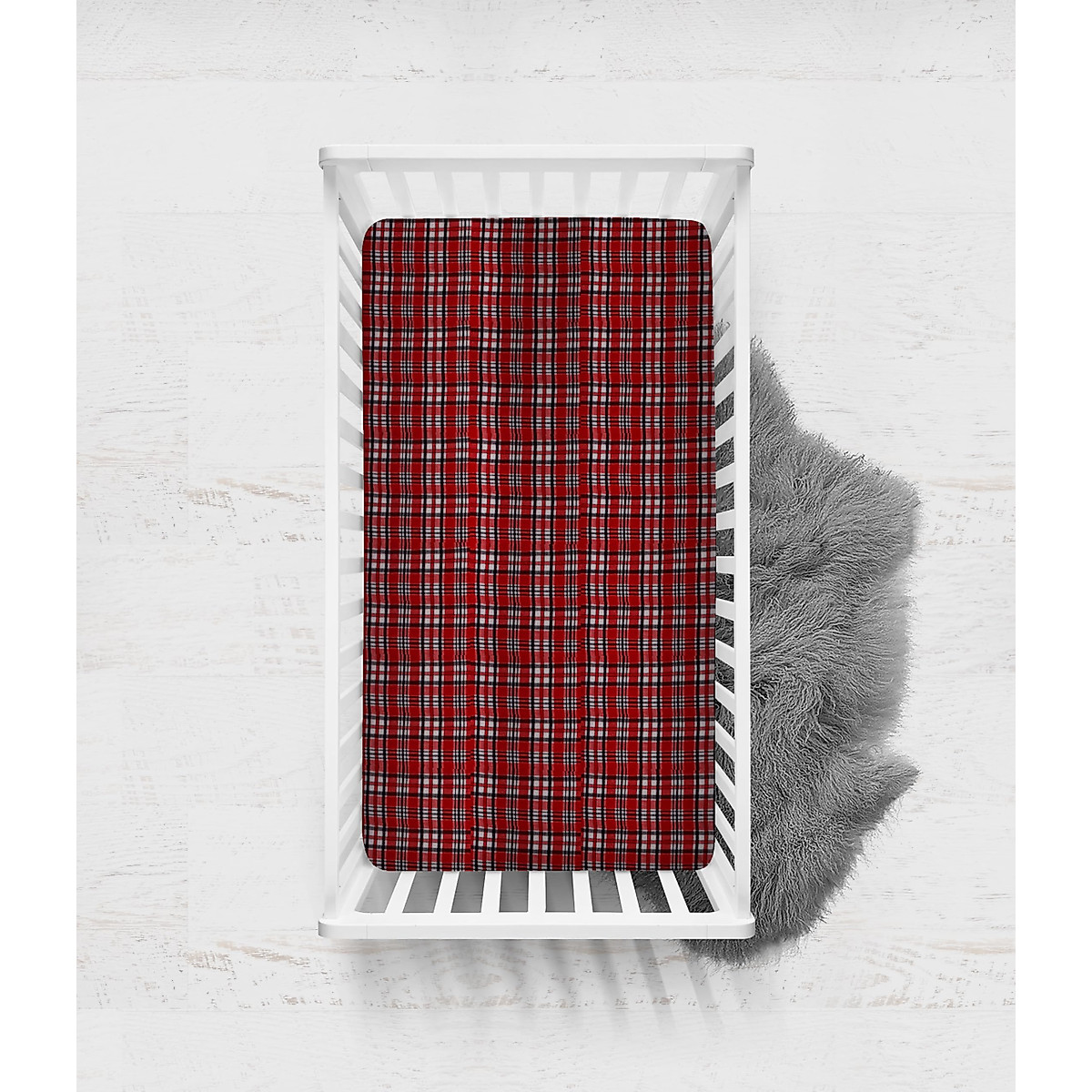 Bacati - Boys Red Plaids/Stripes Crib Sheet
