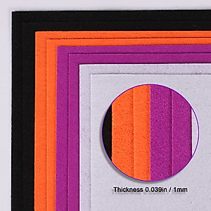 AIEX 24pcs 10 x 10 Inch Halloween Felt, Felt Fabric Sheets 1mm Thick Stiff Felt Squares for DIY Crafts Patchwork Sewing Decorative Projects(Black, White, Orange, Purple)