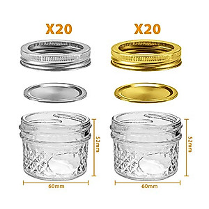 SPANLA Small Mason Jars with Lids, 40 PACK Canning Jars 4 oz Mini mason jars with Lids and Bands 4 oz Glass Jars Ideal for Jelly Jam, Honey, Wedding Favors, DIY Spice Jars