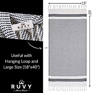 Ruvy Home Basics Turkish Hand Towels for Bathroom Set of 2 | 18"x40", Cotton | Bathroom Hand Towels & Decorative Hand Towels for Bathroom, Kitchen Towels, Dishcloth, Tea, Yoga, Face, Gym - Black