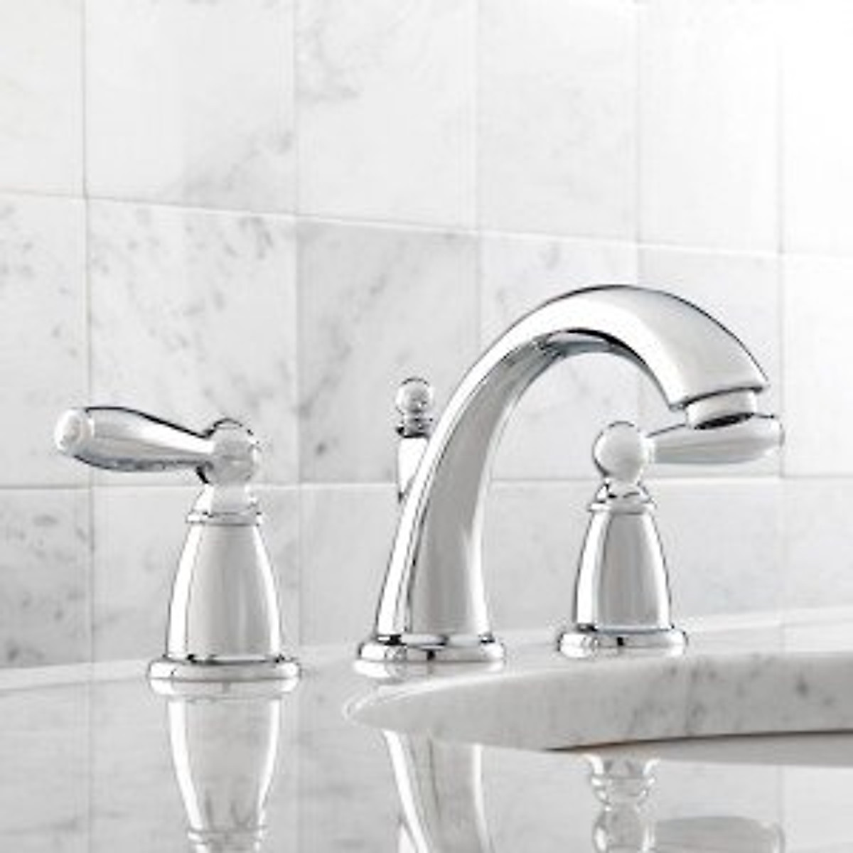 Moen Brantford Brushed Nickel Two-Handle Widespread Bathroom Sink Faucet Trim Kit, Traditional Bathroom Faucet for Three Hole Bath Sinks (Valve Required), T6620BN , 0.5