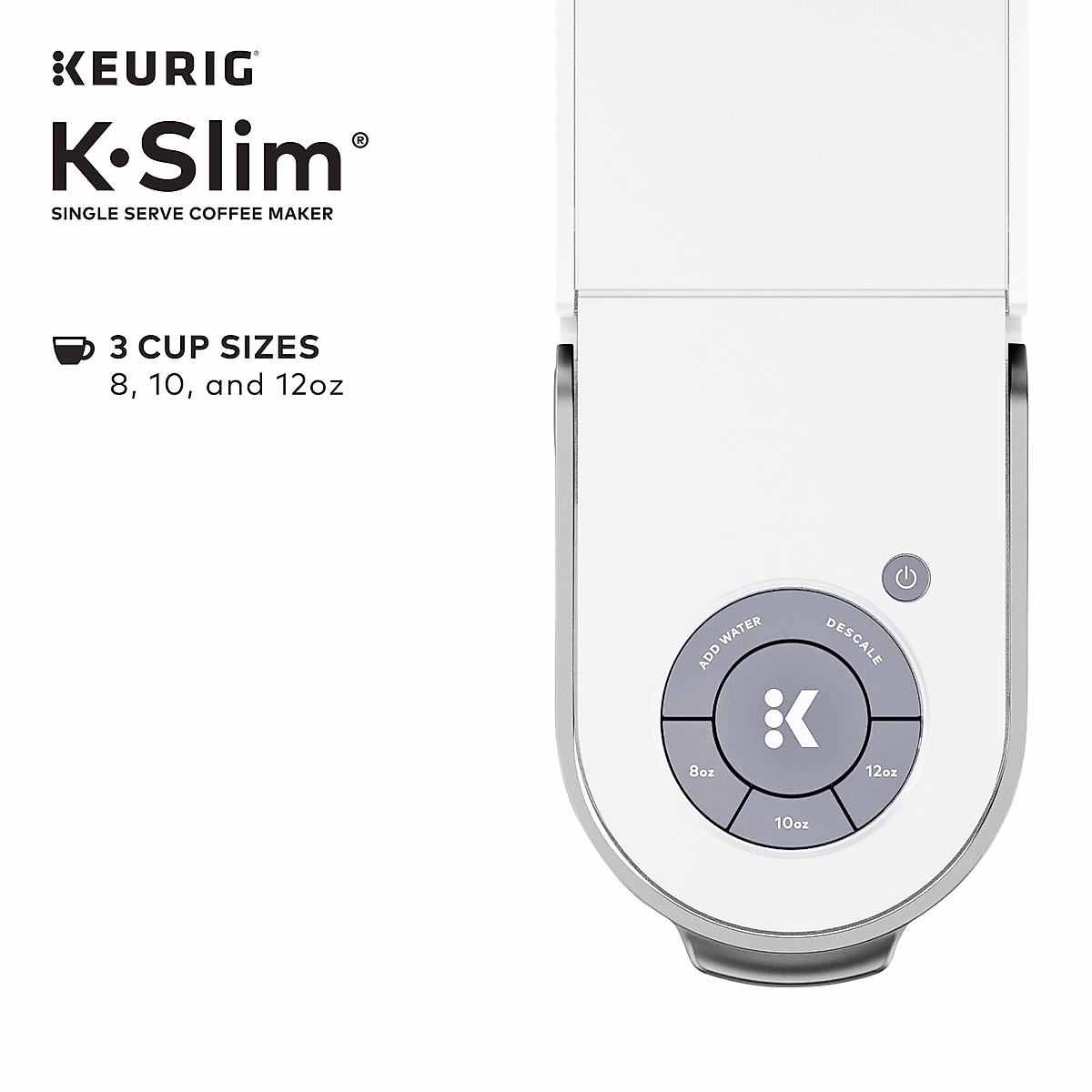 Keurig K-Slim Coffee Maker, Single Serve K-Cup Pod Coffee Brewer, 8 to 12oz. Brew Sizes,White (Renewed)