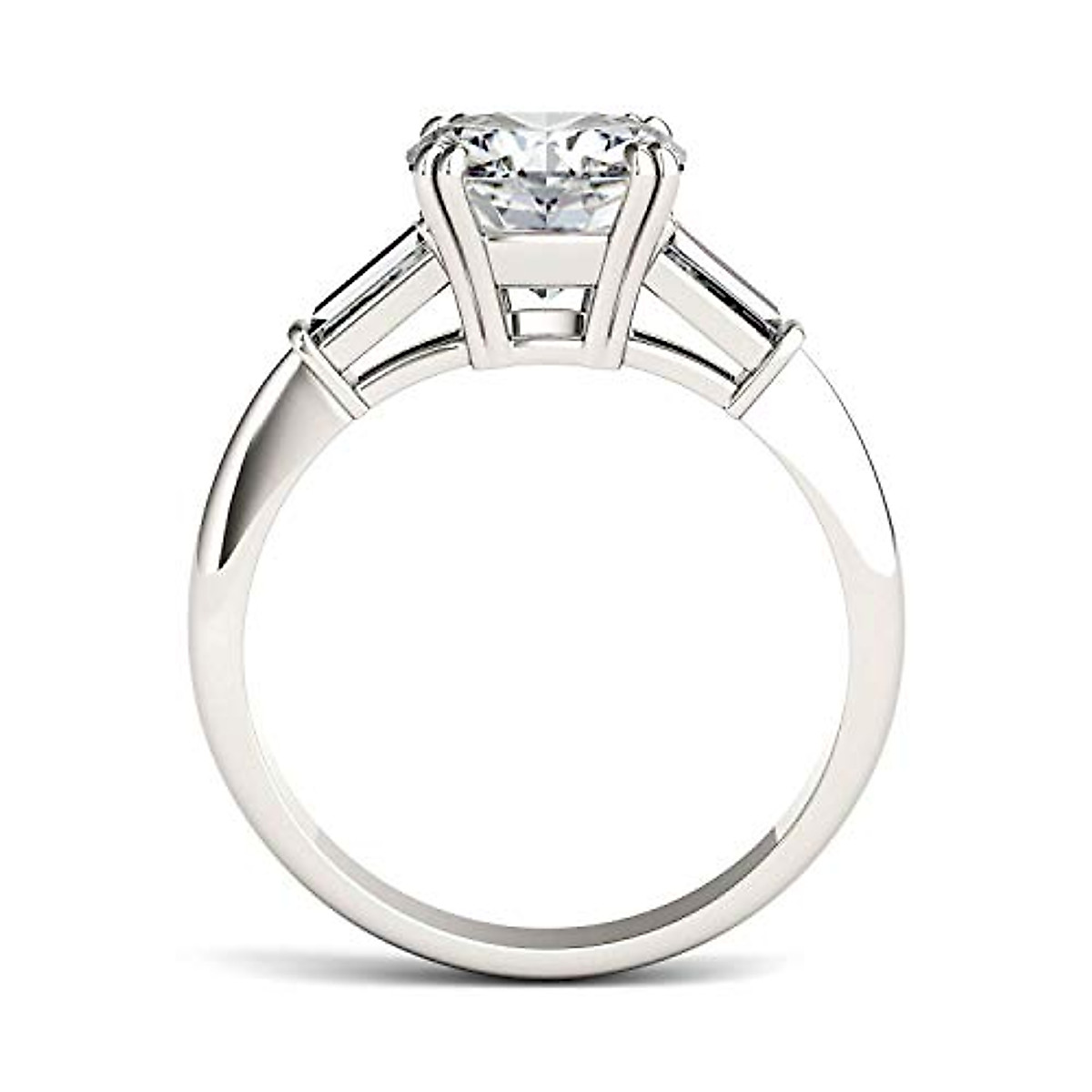 Charles & Colvard Created Moissanite 8mm Cushion Cut Engagement Ring for Women | 2.77 cttw DEW | Lab Grown | Solid 14K White Gold with Rhodium | Size 8.5