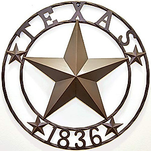 BestGiftEver Metal Star Outdoor 24" Circle with Texas 1836 for Wall Hanging Decoration