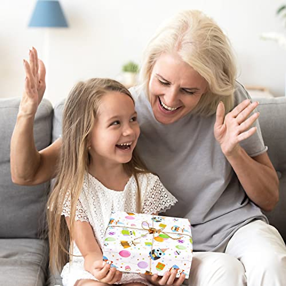 NEPOG Birthday Wrapping Paper for Kids Boys Girls, Colorful Owls Design Gift Wrapping Paper, Cute Animals 6 Sheets Folded Flat 20x28 inches per Sheet for Birthday Party Baby Shower Kindergarten