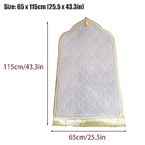 Muslim Prayer Mat, Thick Soft Velvet Muslim Rug, Portable Muslim Prayer Rug, Turkish Prayer Carpet,Janamaz Sajada Carpet for Men and Women Plain Solid Prayer Mat Ramadan Eid Gift.-Beige
