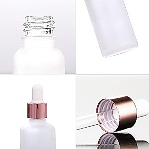 12 Pack,0.5 Oz Matte Glass Dropper Bottle,Empty Frosted Essential Oil Dropper Bottle Holder With Glass Eye Dropper,Rose-Golden Caps Perfume Travel Vial Container-Pipette,Stickers,Funnel included