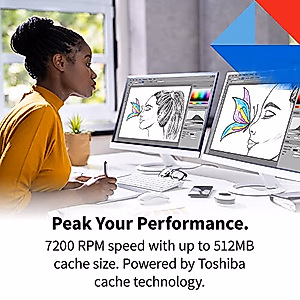 Toshiba X300 PRO 8TB High Workload Performance for Creative Professionals 3.5-Inch Internal Hard Drive – Up to 300 TB/Year Workload Rate CMR SATA 6 GB/s 7200 RPM 256 MB Cache - HDWR480XZSTB