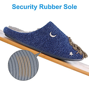 shevalues Fur Lined Animal Slippers for Kids Cute Girls Boys Unicorn Hedgehog House Shoes Fuzzy Embroidered Indoor Slippers Women, Navy Hedgehog, Size 1-1.5 Little_kid